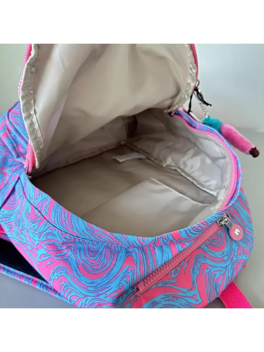 Kipling | Bags | Kipling Small Delia Backpack In Wavy Pink Blue Nwt ...